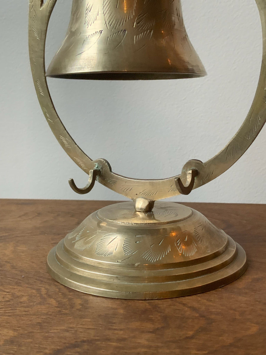 Spectacular Vintage Brass Standing Frame Bell