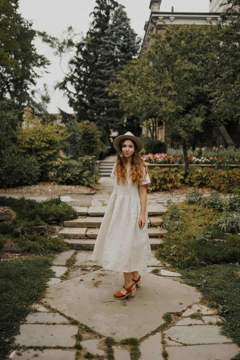 The Anne Dress 100% Linen - Oat